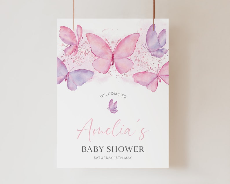 Butterfly Welcome Sign Printable Butterfly Baby Shower - Etsy