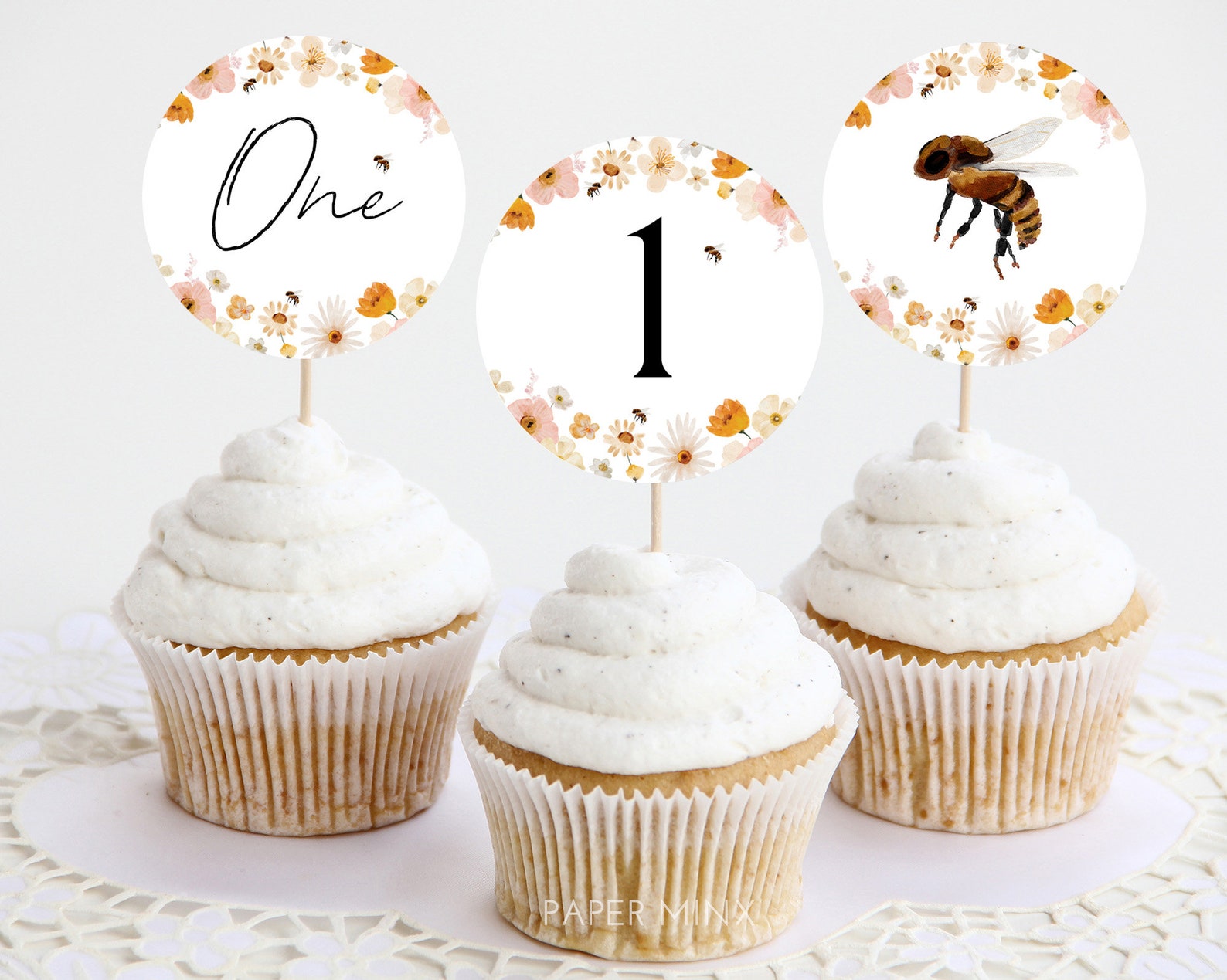 First Bee Day Cupcake Toppers Printable Cupcake Topper Bee - Etsy