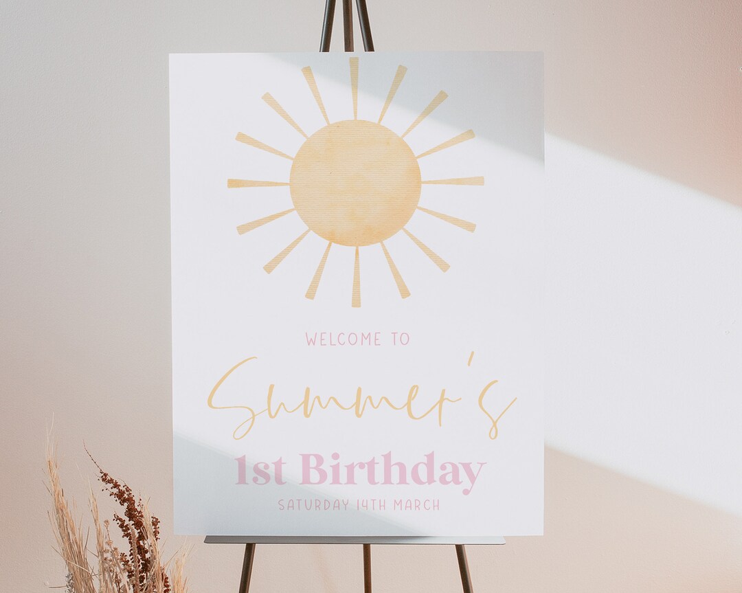 Sun Welcome Sign, Sun 1st Birthday Welcome Sign, Sunshine Birthday ...
