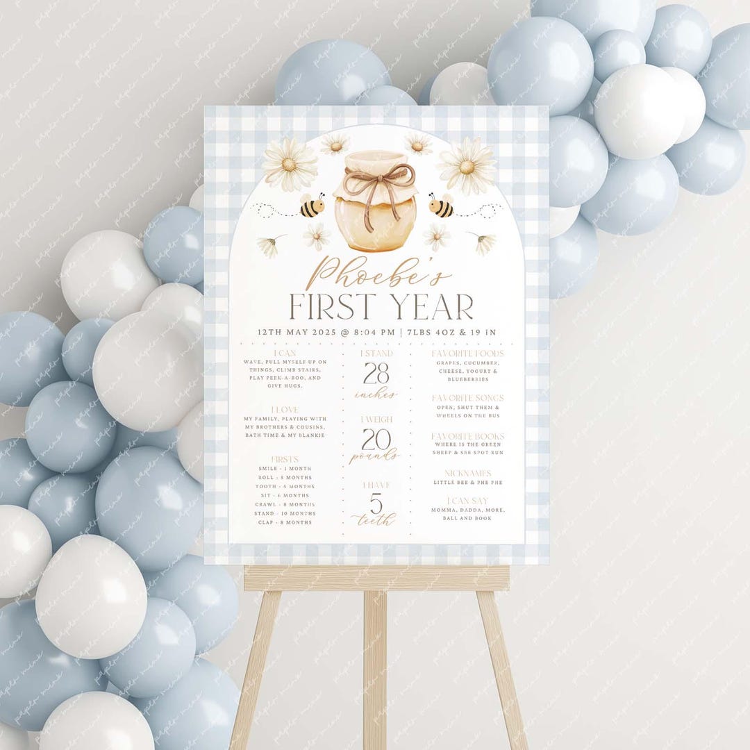 Bee 1st Birthday Milestone Sign, Birthday Milestone Board, Baby First ...