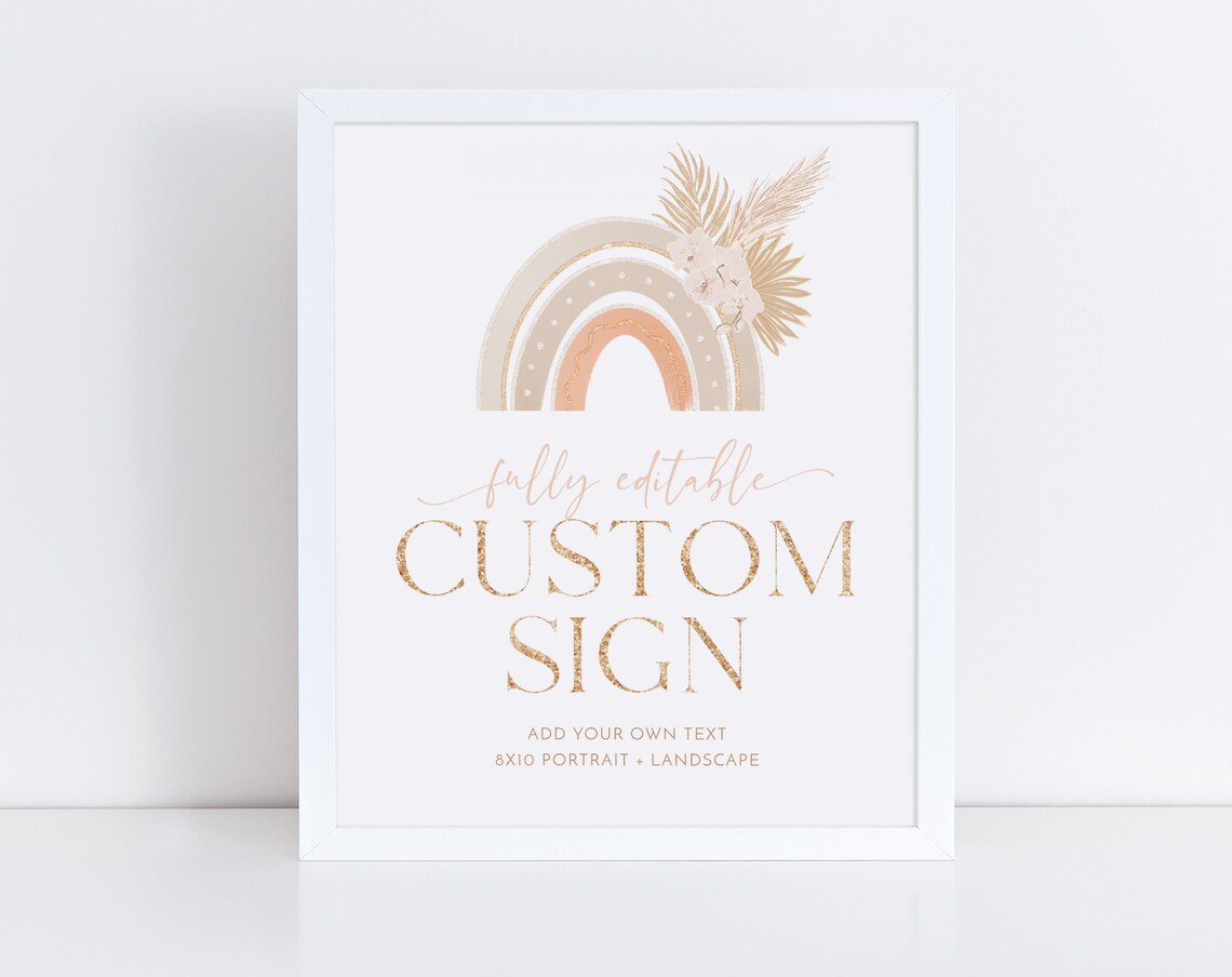 Boho Baby Shower Sign Editable Baby Shower Rainbow Signs | Etsy