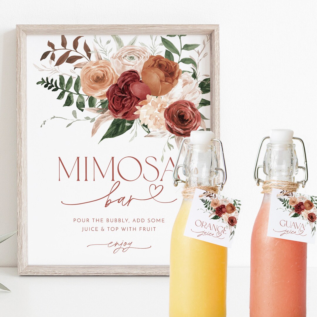 Fall Mimosa Bar Sign, Floral Mimosa Bar Sign, Fall Bridal Shower ...