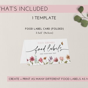 Wildflower Food Labels, Flower Birthday Food Label Cards, Food Tent ...
