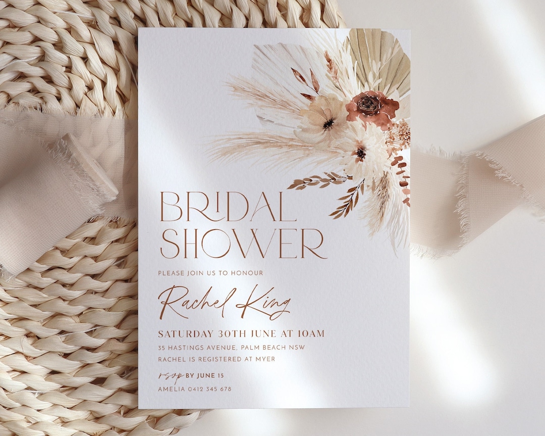Boho Bridal Shower Invitation, Bohemian Bridal Shower Invite, Boho ...