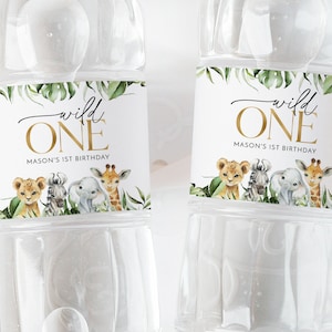 Wild One Water Bottle Labels, Safari Water Labels, Printable Water ...