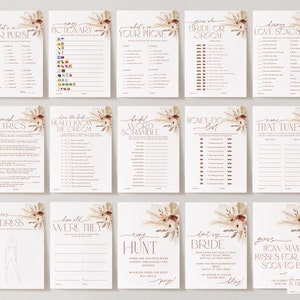 Boho Bridal Shower Games, Floral Bridal Shower Editable Games ...
