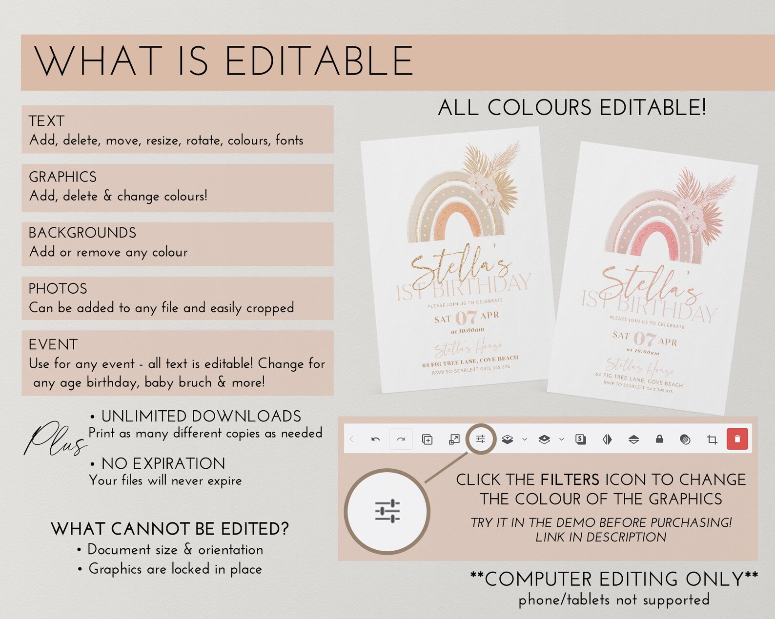 Rainbow High Chair Banner Printable 1st Birthday Banner for | Etsy