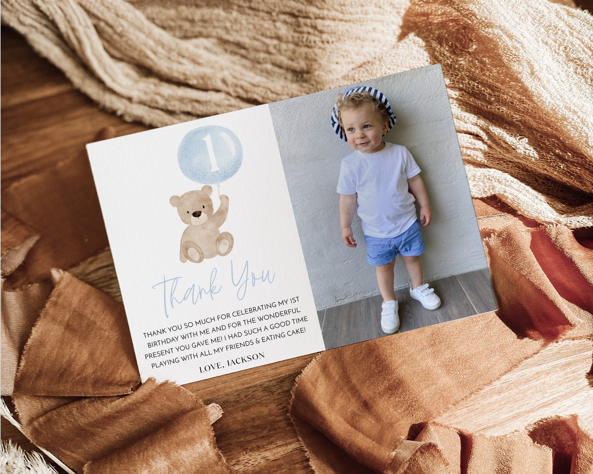 Bear Thank You Card Template Printable Thank You Card Thank | Etsy