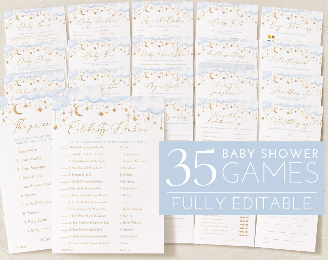 Moon Stars Baby Shower Games, Twinkle Twinkle Little Star Baby Games ...