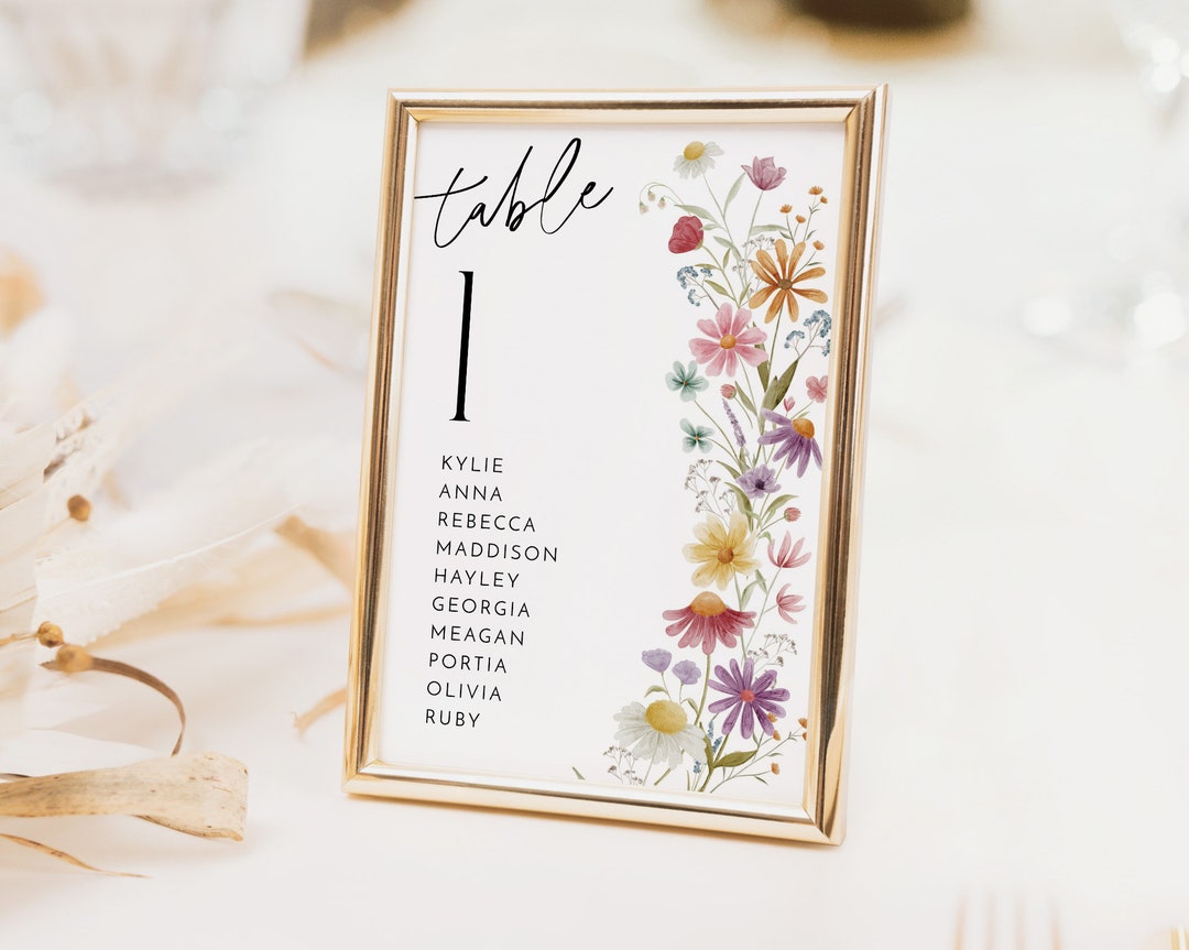 Wildflower Table Numbers, Bridal Shower Table Numbers, Floral Table ...