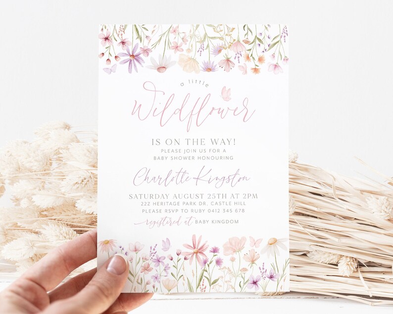 Wildflower Baby Shower Invitation Wild Flower Invitation - Etsy