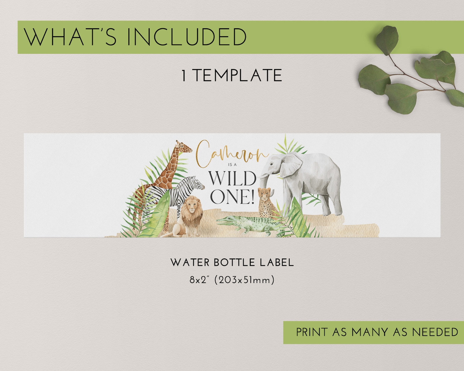 Wild One Water Bottle Label Safari Water Label Printable - Etsy