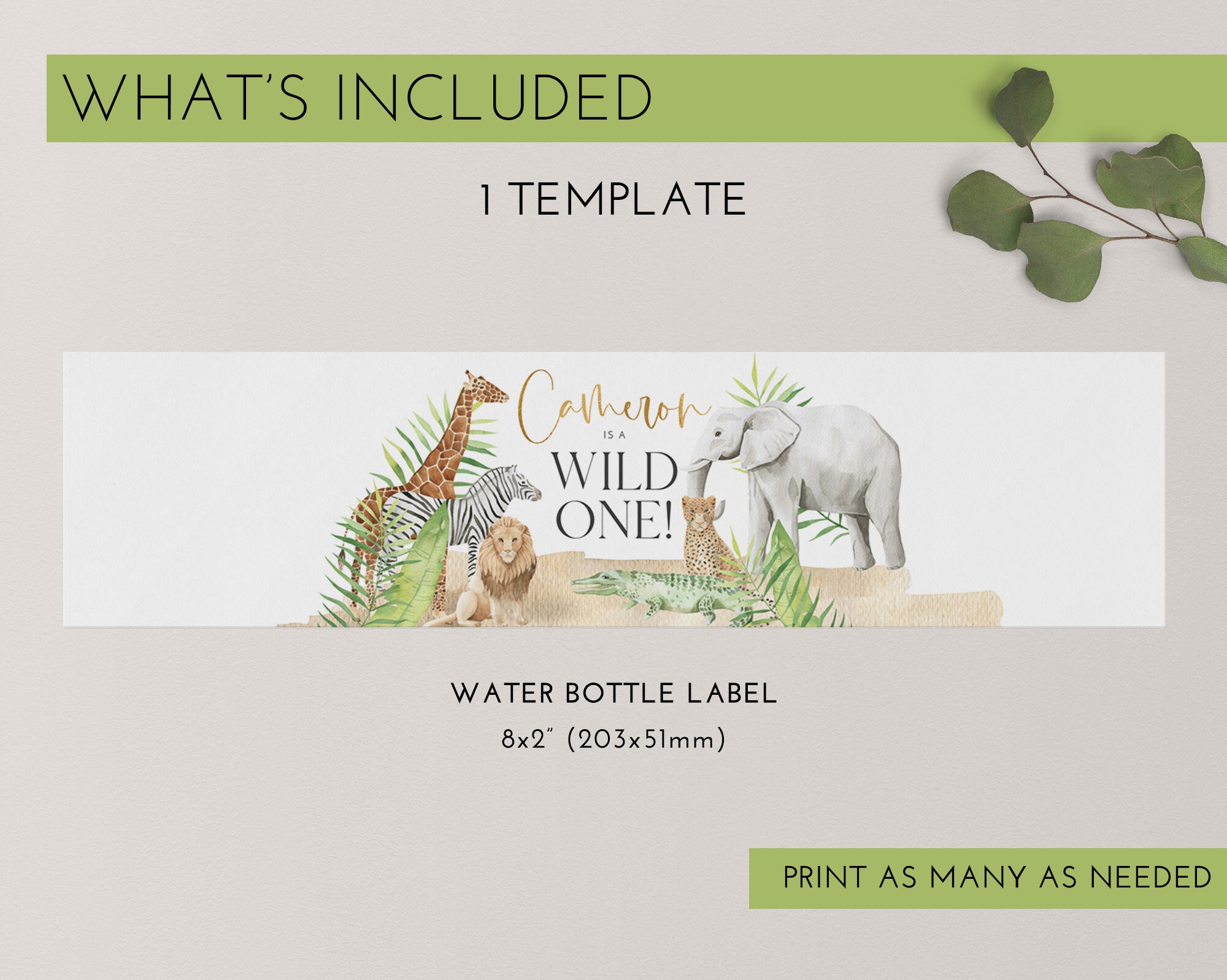 Wild One Water Bottle Label Safari Water Label Printable - Etsy