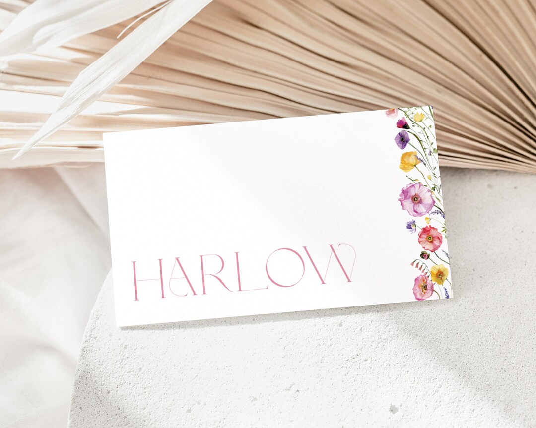 Floral Place Card Template, Printable Place Cards, Bridal Shower Place ...