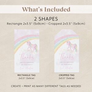 Unicorn Favor Tags, Unicorn 1st Birthday Thank You Tags, Rainbow 1st ...