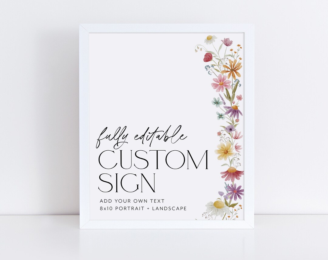 Wildflower Bridal Shower Signs 8x10, Editable Signs, Floral Bridal ...