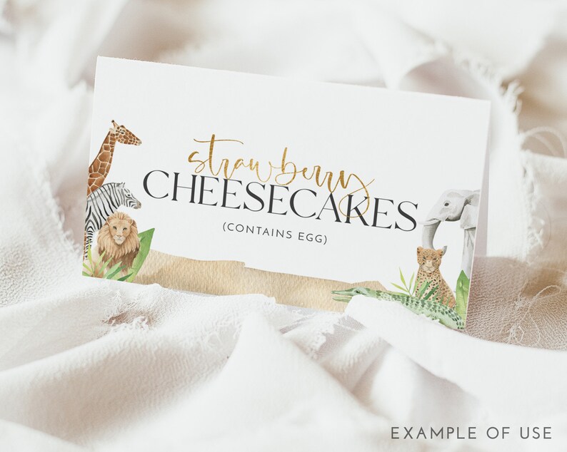 Wild One Food Labels, Safari Food Label Card, Food Tent Card, Birthday ...