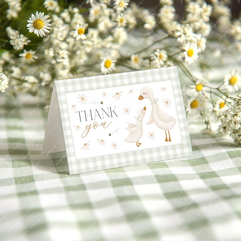 Goose Baby Shower Thank You Card Template (printable) - Etsy