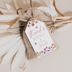 Wildflower Favor Tags, Floral Birthday Thank You Tags, Wildflower ...