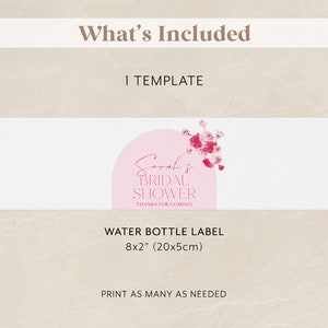 Pink Water Bottle Label, Bridal Shower Water Label, Printable Water ...