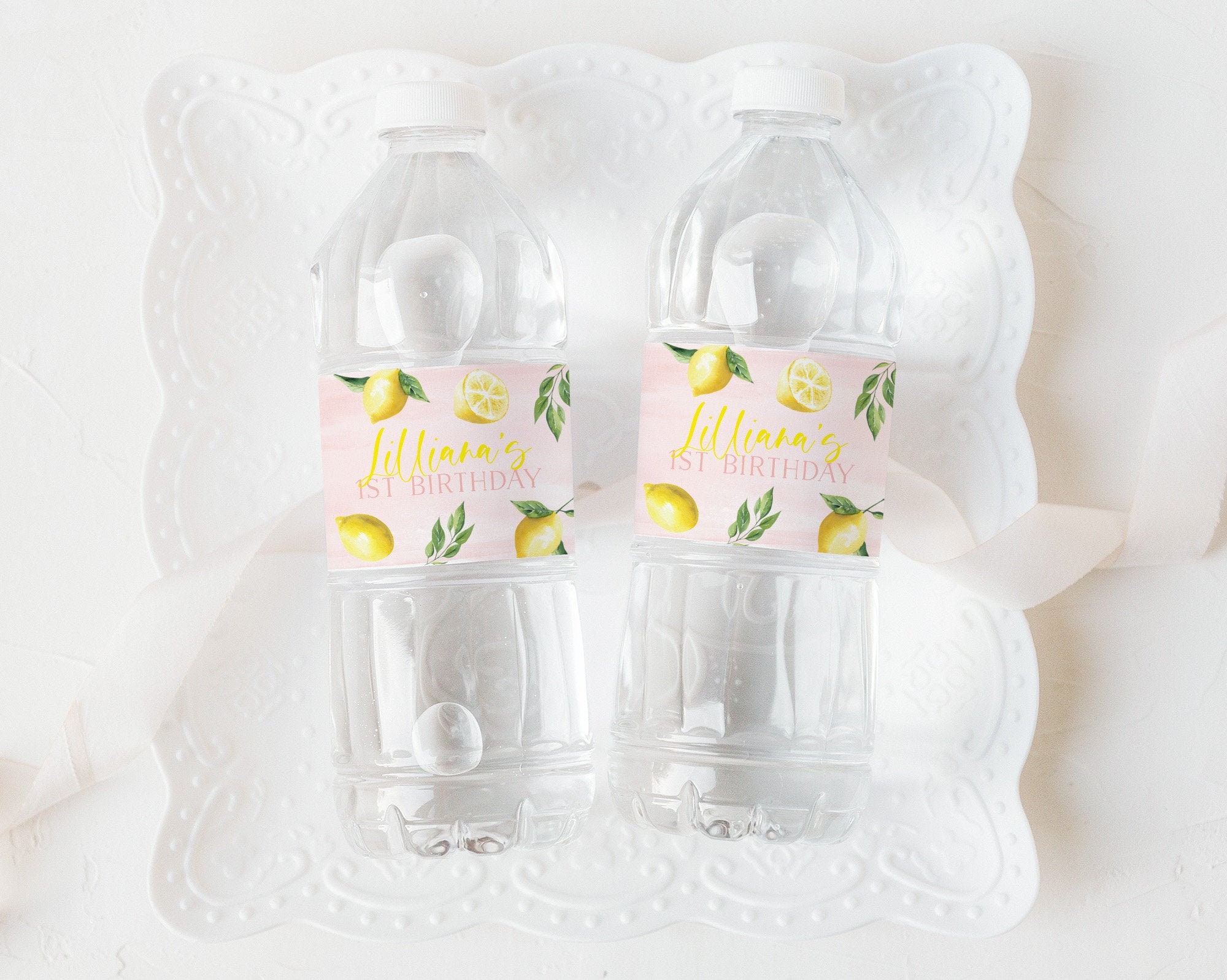 Lemon Water Bottle Labels Pink Lemonade Water Labels - Etsy