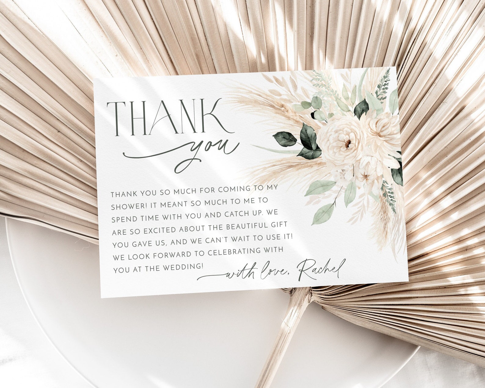 Boho Thank You Card Template, Printable Thank You Card Instant Download ...