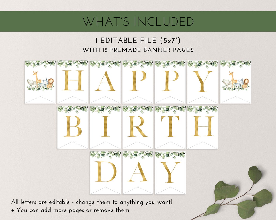 Happy Birthday Banner Printable, Happy 1st Birthday Banner, First ...