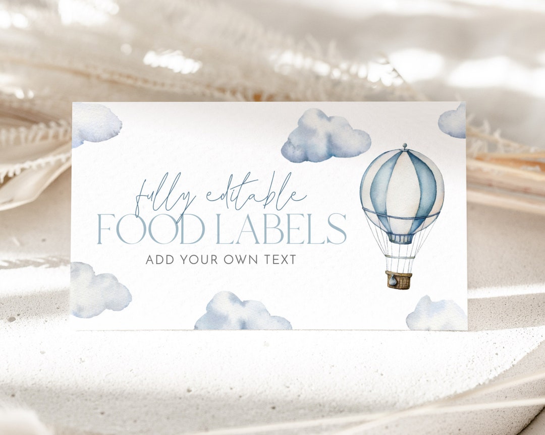 Hot Air Balloon Food Labels, Mr Onederful Food Label Card, Food Tent ...