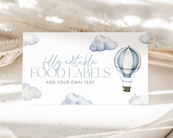 Hot Air Balloon Food Labels Mr Onederful Food Label Card - Etsy