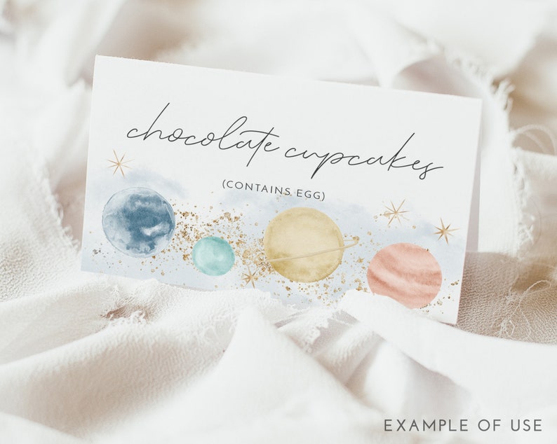 First Trip Around the Sun Food Labels, Space Food Label Card, Food Tent ...