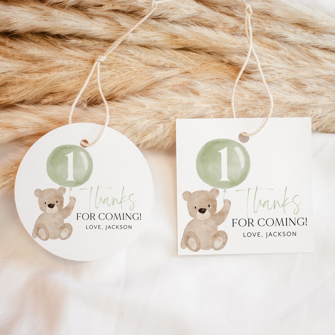 Bear Favour Tags, Editable Tags, Printable Favor Tags, Bear Stickers ...