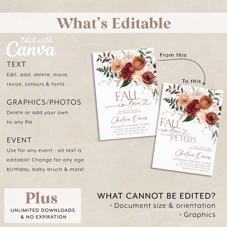 Fall in Love Bridal Shower Place Card Template Printable, Bridal Shower ...