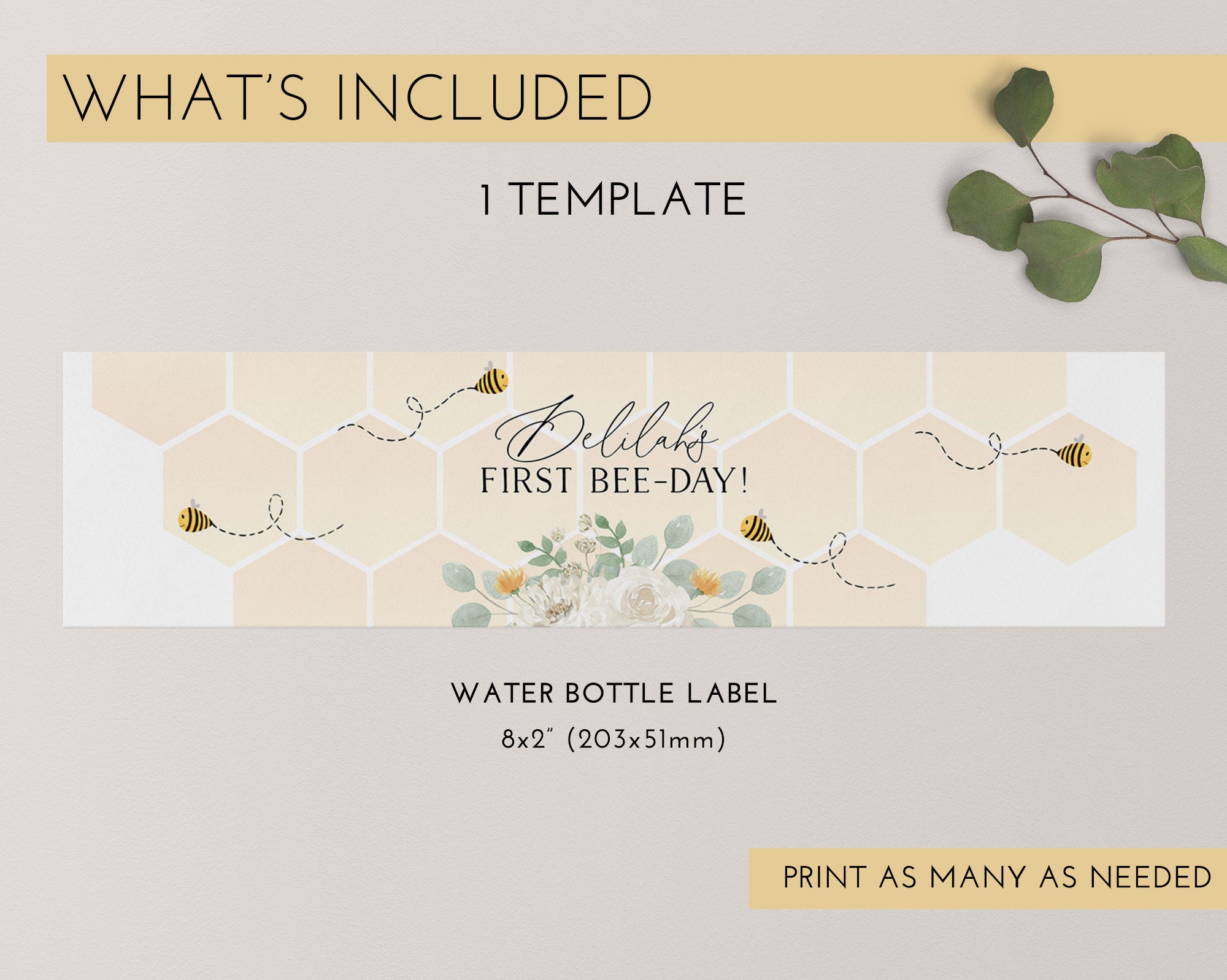Bee Water Bottle Labels First Bee Day Water Labels Printable | Etsy