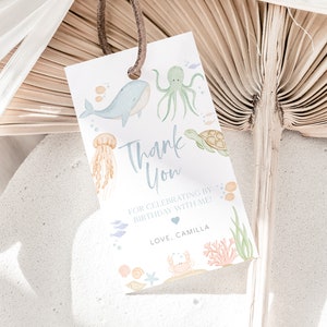 Under the Sea Printable Favor Tags, Ocean Animals Favour Tags, Thank ...