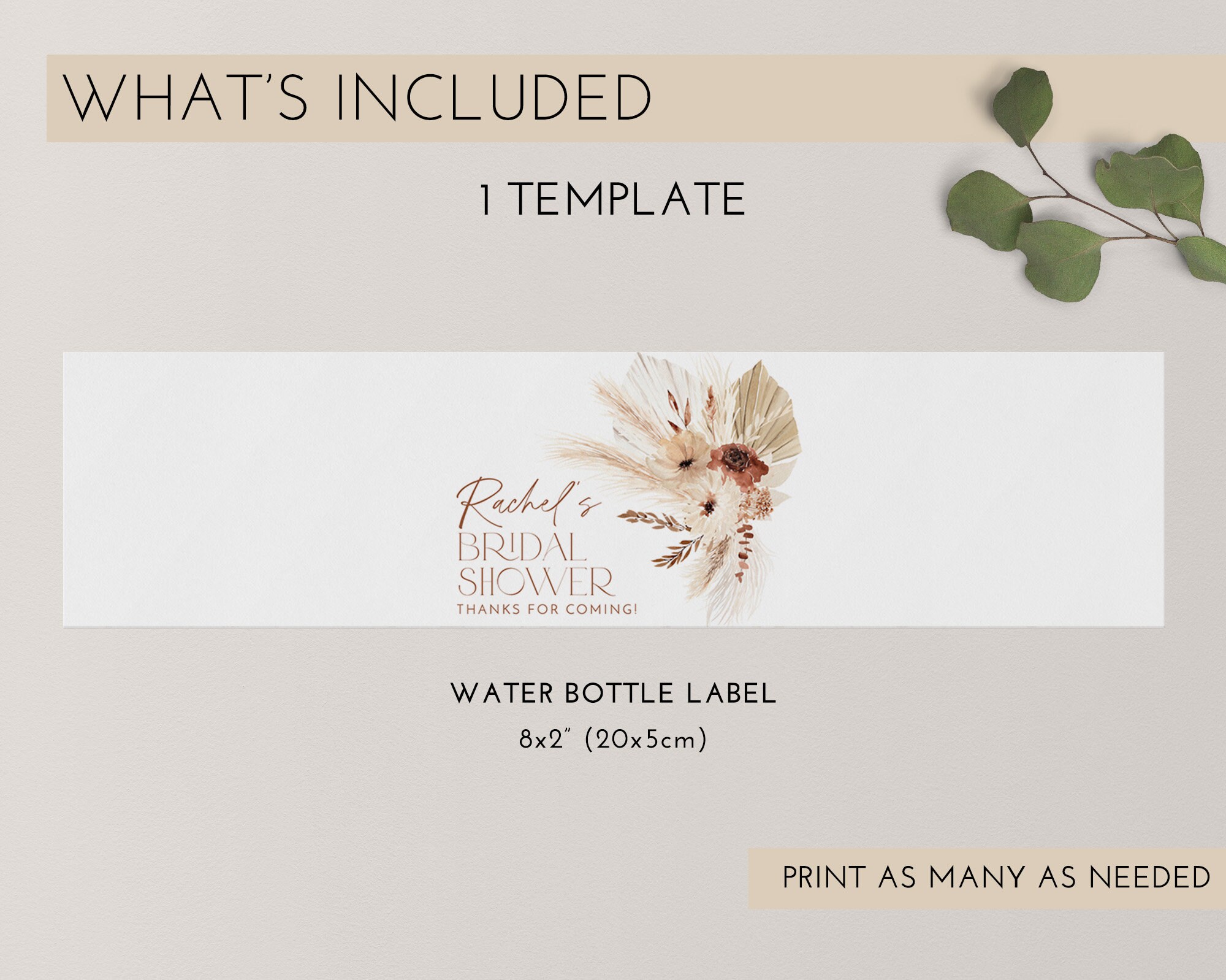 Boho Water Bottle Label Bridal Shower Water Label Printable - Etsy