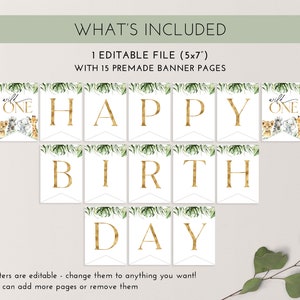 Wild One Birthday Banner, Happy Birthday Banner Printable, Happy 1st ...