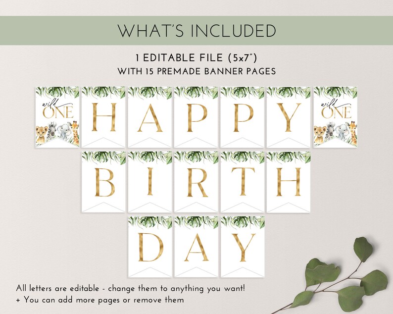 Wild One Birthday Banner Happy Birthday Banner Printable - Etsy
