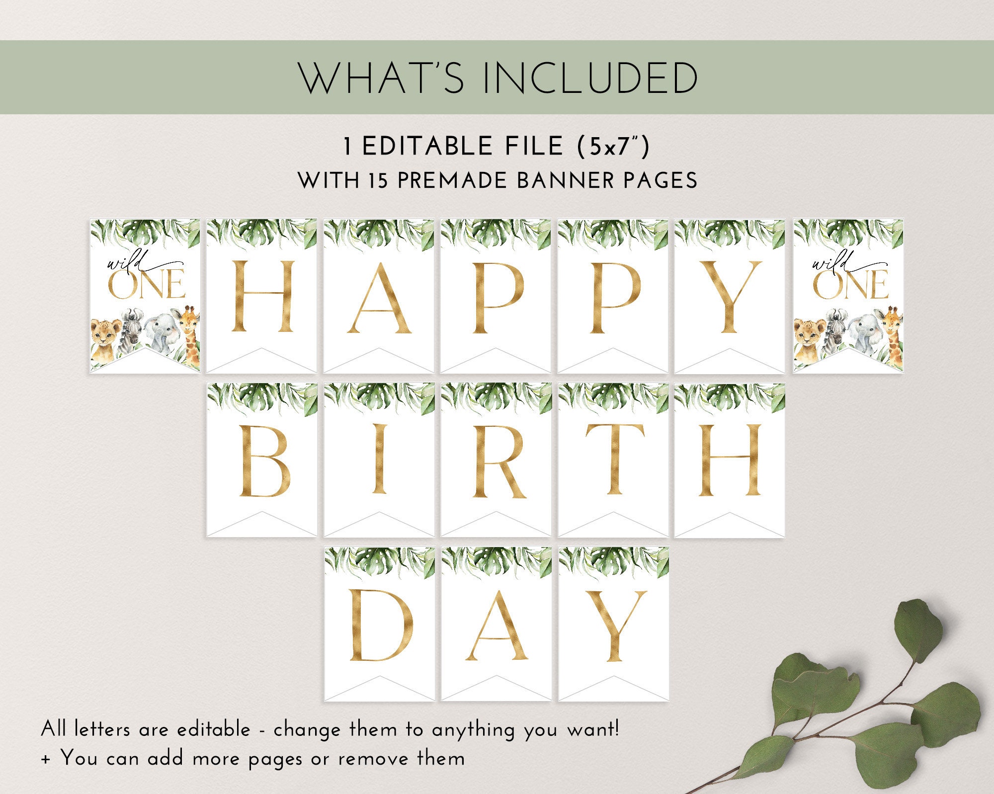 Wild One Birthday Banner Happy Birthday Banner Printable - Etsy Australia