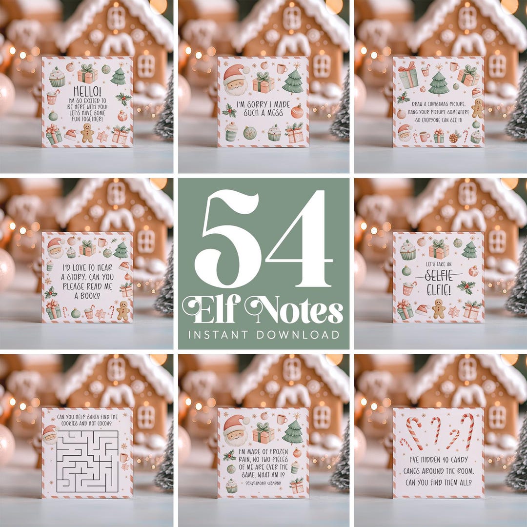 54 Elf Note Card Mega Bundle Elf Notes Kit Elf Games Elf Notes Elf ...
