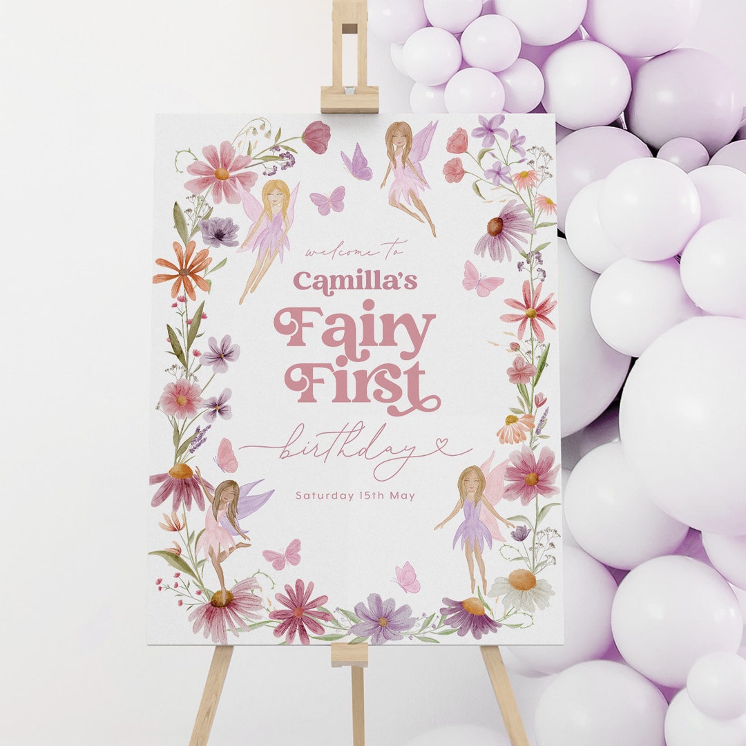 Fairy First Birthday Welcome Sign, Fairy Welcome Sign, 1st Birthday ...