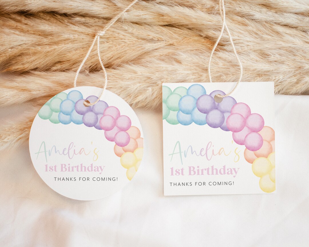 Pastel Rainbow Favor Tags, Editable Tags, Printable Favor Tags, Pastel ...
