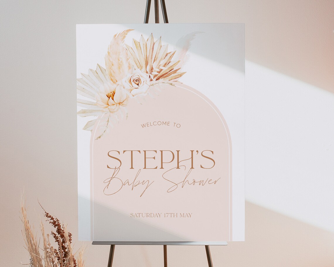 Boho Welcome Sign, Boho Baby Shower Welcome Sign, Boho Floral Baby ...