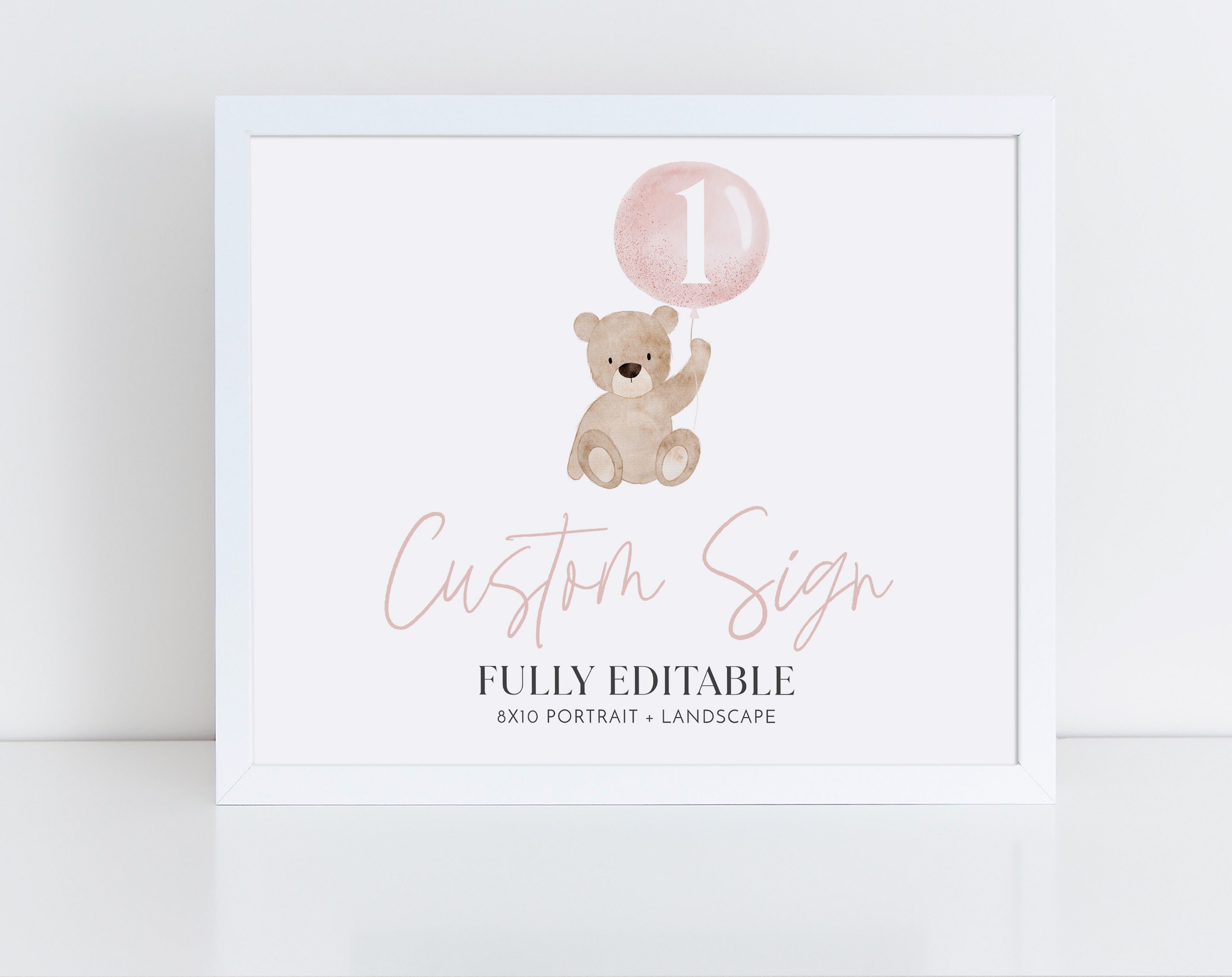 Bear Editable Signs Custom 8x10 Sign Bear Birthday Signs - Etsy
