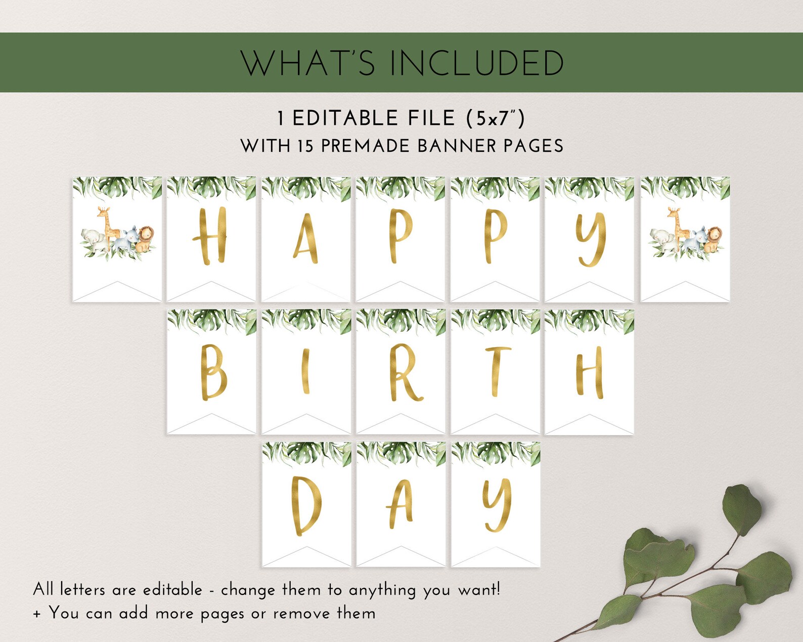 Happy Birthday Banner Printable, Happy 1st Birthday Banner, First ...