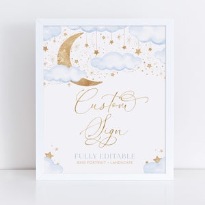 Moon Stars Baby Shower Signs, Baby Shower Editable Sign 8x10 Custom ...