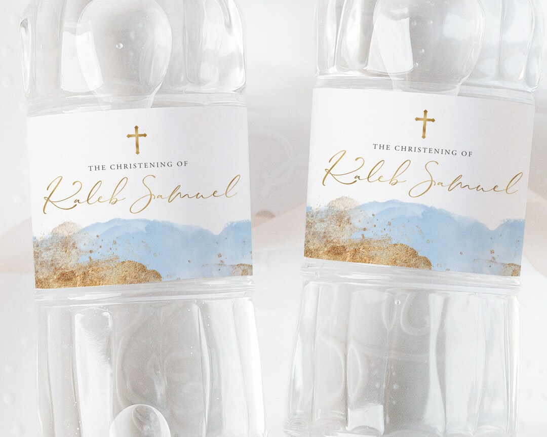 Baptism Water Bottle Label, Christening Water Label, Printable Water ...