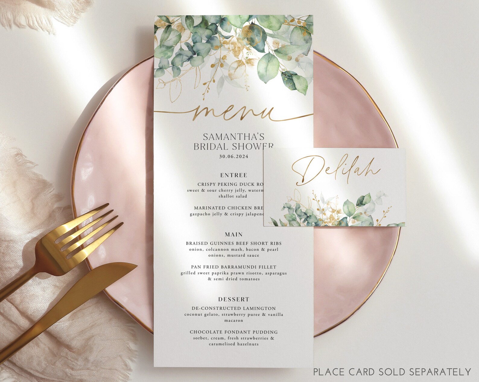 Greenery Menu Template Printable Bridal Shower Menu Greenery - Etsy