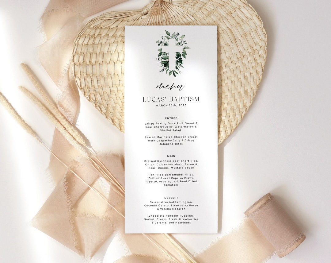 Christening Menu Template, Printable, Baptism Menu Template, Printable ...