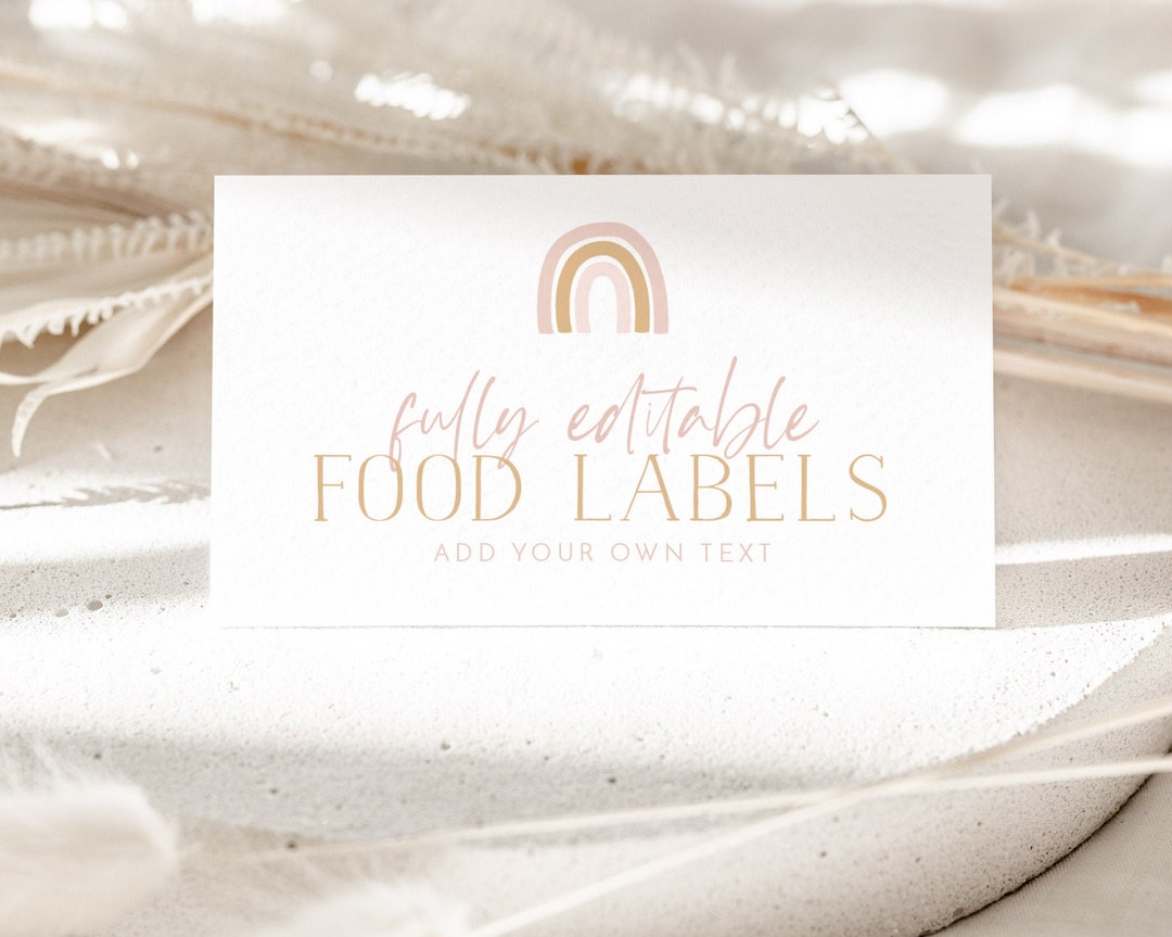 Rainbow Food Labels, Rainbow Food Label Card, Food Tent Card, Birthday ...
