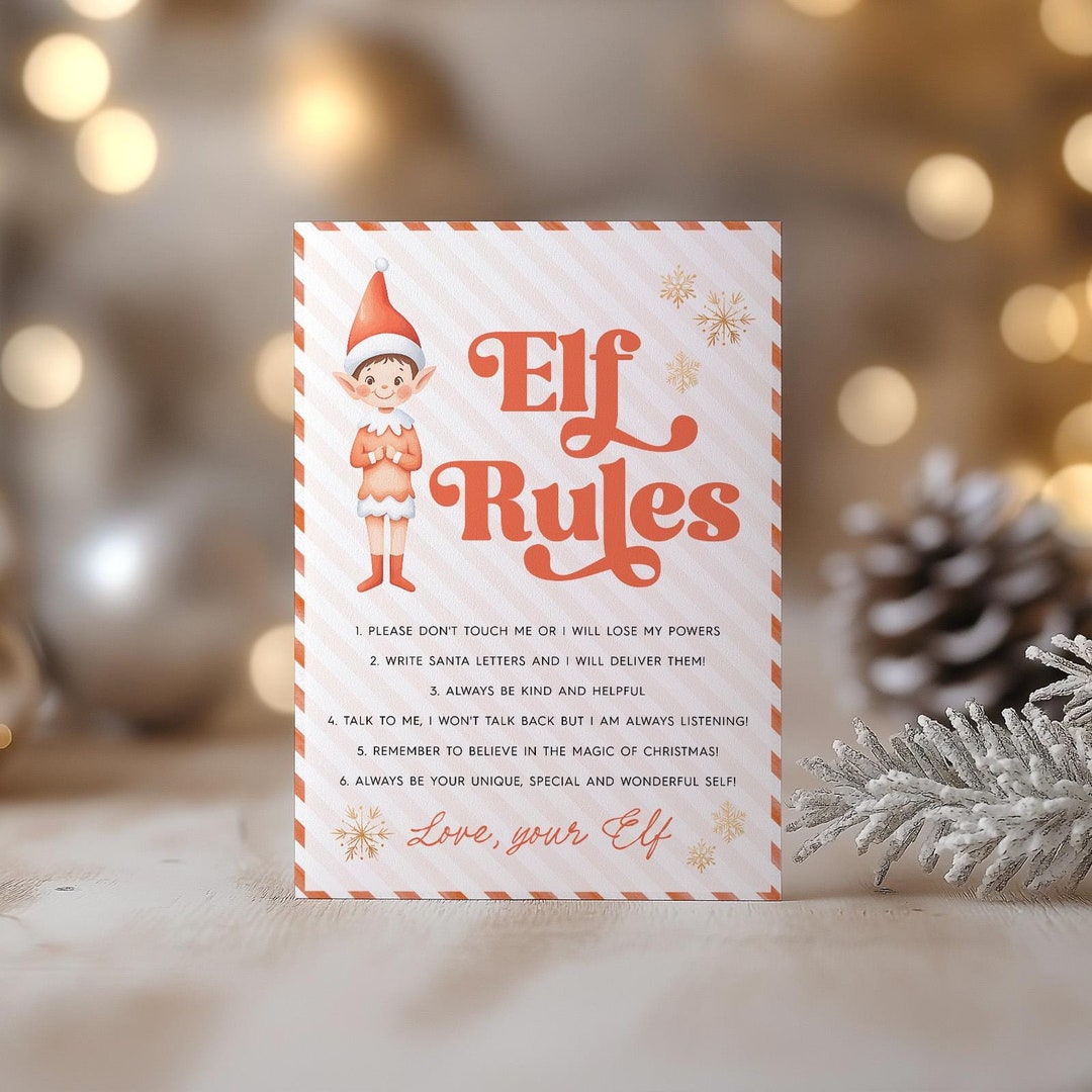 Elf Rules Printable, Editable Christmas Elf Magic Rules, Christmas ...